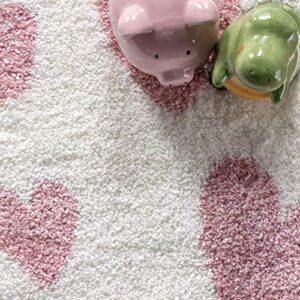 nuLOOM Olivia Heart Nursery Shag Accent Rug, 2' x 3', Pink