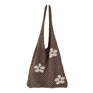 crochet tote bag fairycore hobo bag for women fairy grunge aesthetic tote bag fairy grunge accessories (brown)