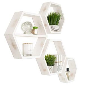 extra large hexagon floating shelves set of 4 – honeycomb shelves – octagon shelves rustic white – wall shelves honeycomb decor – wooden honey comb hexagon shelf for wall – geometric hexagonal shelves