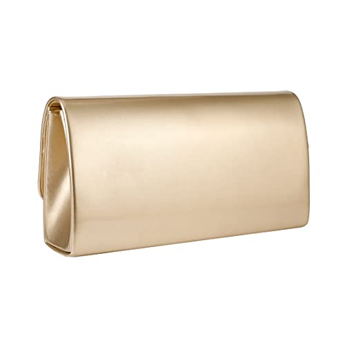 ZHANNI Women Glossy Patent Leather Fashion Clutch Purses Evening Bag Handbag (Gold)