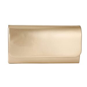 ZHANNI Women Glossy Patent Leather Fashion Clutch Purses Evening Bag Handbag (Gold)