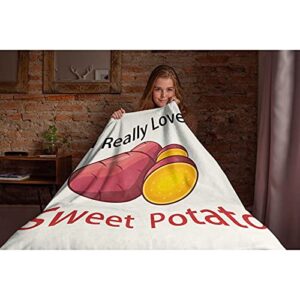 I Really Love Sweet Potato Pink Toddlers Flannel Blanket Fleece Cozy Throws Soft Blankets for Wedding Birthday Valentines Halloween Couch Beding Picnic-40“x30 XSmall for Pets