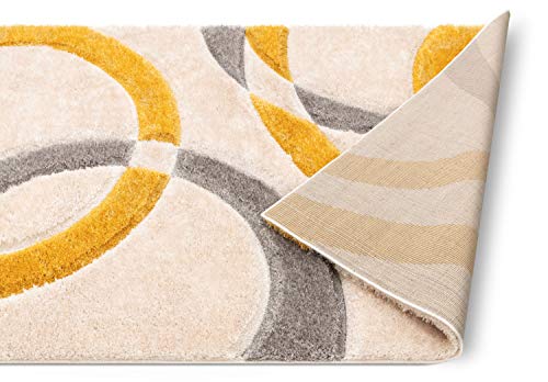 Well Woven San Francisco Bevel Yellow Modern Geometric 3D Textured Thick and Soft Shag 7'10" x 9'10" Area Rug