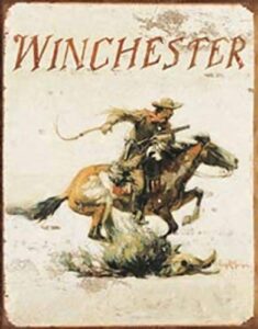 vintage new tin poster winchester firearms western riding cowboy metal tin sign 8×12 inch retro art home bar restaurant coffee shop garden garage wall decor classic metal plaque