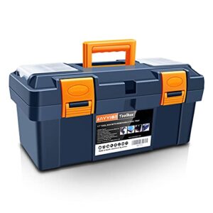 anyyion 17-inch tool box with removable tray , small parts box on the lid is removable, tray can be removed and combined at will (blue)