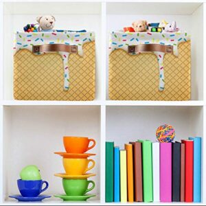 KEEPREAL Ice Cream Cone Basket Bin Large Storage Basket Toy Basket Canvas Storage Basket Clothes Basket Decorative Basket for Home Office (15x11x9.5inch)