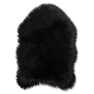 teppich wölkchen faux fur rug | sheep skin throw rug | washable fluffy area rug, fuzzy shag rug for the living room, bedroom, nursery decor | black – 2x3ft sheepskin