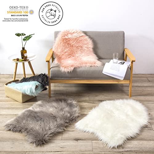 Teppich Wölkchen Faux Fur Rug | Sheep Skin Throw Rug | Washable Fluffy Area Rug, Fuzzy Shag Rug for The Living Room, Bedroom, Nursery Decor | Black - 2x3ft Sheepskin