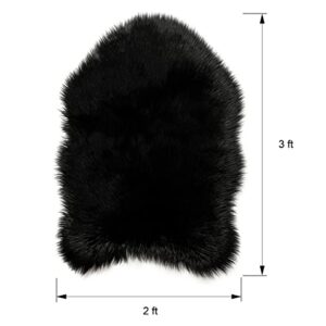 Teppich Wölkchen Faux Fur Rug | Sheep Skin Throw Rug | Washable Fluffy Area Rug, Fuzzy Shag Rug for The Living Room, Bedroom, Nursery Decor | Black - 2x3ft Sheepskin