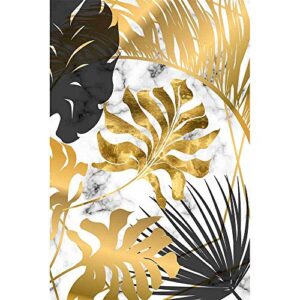 HERRA 2Set Black and Gold Plant Leaf Print Wall Art Decor,Black Gold Leaf and Fruit Wall Decor Art Canvas Print Poster,Leaf Inspirational Quotes Pictures Decorative Paintings Wall Murals,No Frame (black1),16 x 20 Inch