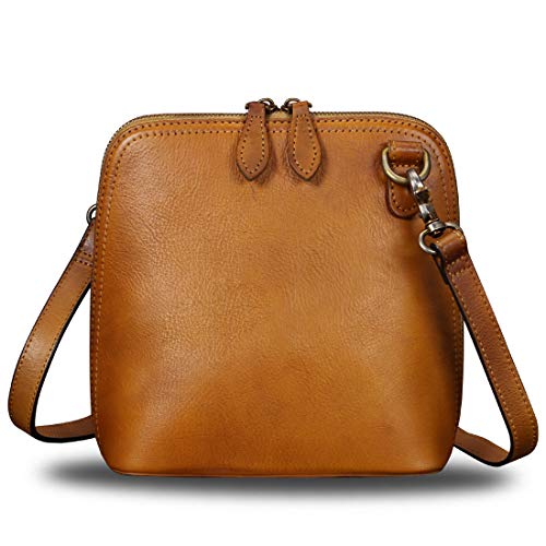 Genuine Leather Crossbody Bag for Women Vintage Style Handmade Satchels Small Purses (Brown)