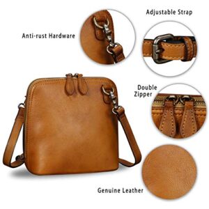 Genuine Leather Crossbody Bag for Women Vintage Style Handmade Satchels Small Purses (Brown)