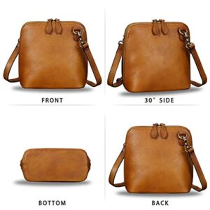 Genuine Leather Crossbody Bag for Women Vintage Style Handmade Satchels Small Purses (Brown)