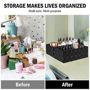 Woven Storage Baskets, Storage Bins Cube Basket Container Baskets Storage Boxes Organizers for Clothes / Dresser/ Closet/ Towels, Set of 6 (black)