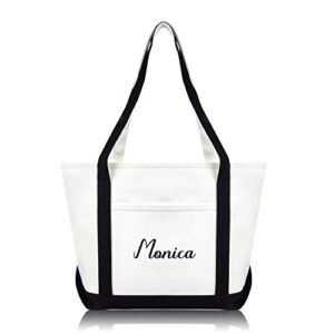 dalix womens custom names monogrammed premium embroidered tote bag monica