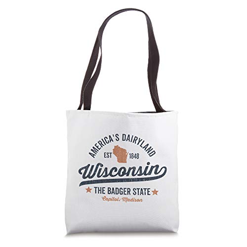 Wisconsin Vintage Sports Design Badger State Rough Tote Bag