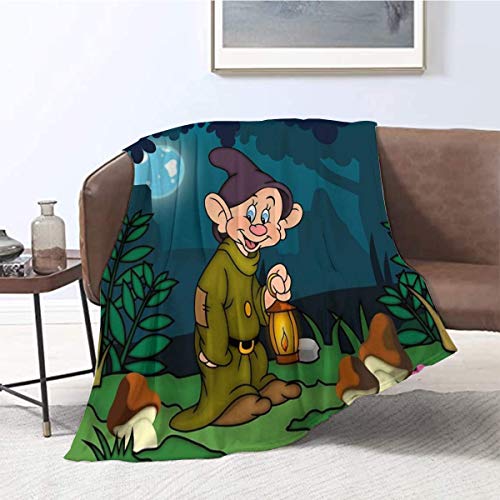 Dopey Lantern- Ultra Soft Throw Blanket Flannel Fleece All Season Light Weight Living Room Bedroom Warm Blanket 80×60inch L M