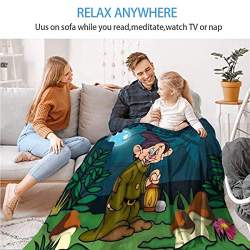 Dopey Lantern- Ultra Soft Throw Blanket Flannel Fleece All Season Light Weight Living Room Bedroom Warm Blanket 80×60inch L M