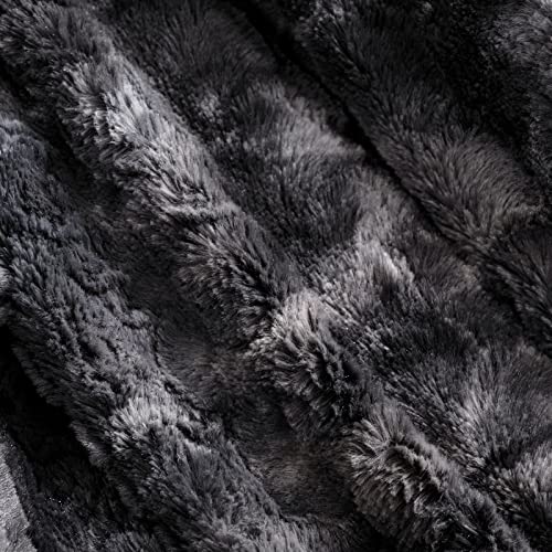 joybest Faux Fur Throw Blanket for Couch, Tie-Dye Reversible Fuzzy Blankets, 60x80 Inches Soft Sherpa Blanket for Sofa and Bed