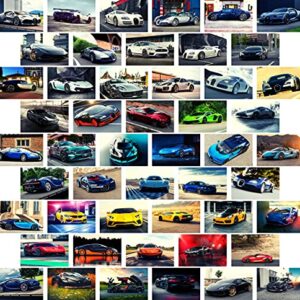 LIYA 50PCS Car Aesthetic Pictures Wall Collage Kit, Sports Car Wall Decor, Teen Boy Room Decor, Posters for Boys Room, Bedroom Wall Decor, Trendy Wall Prints Kit, Boys Room Decor, Car Small Posters for Teen Boys Men Guys Room Dorm Bedroom Decor Wall Art S