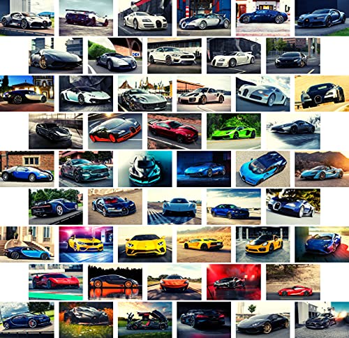 LIYA 50PCS Car Aesthetic Pictures Wall Collage Kit, Sports Car Wall Decor, Teen Boy Room Decor, Posters for Boys Room, Bedroom Wall Decor, Trendy Wall Prints Kit, Boys Room Decor, Car Small Posters for Teen Boys Men Guys Room Dorm Bedroom Decor Wall Art S