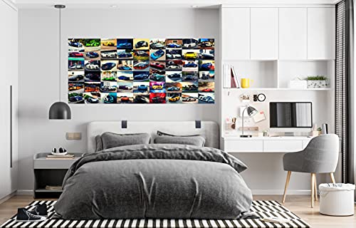 LIYA 50PCS Car Aesthetic Pictures Wall Collage Kit, Sports Car Wall Decor, Teen Boy Room Decor, Posters for Boys Room, Bedroom Wall Decor, Trendy Wall Prints Kit, Boys Room Decor, Car Small Posters for Teen Boys Men Guys Room Dorm Bedroom Decor Wall Art S