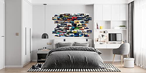 LIYA 50PCS Car Aesthetic Pictures Wall Collage Kit, Sports Car Wall Decor, Teen Boy Room Decor, Posters for Boys Room, Bedroom Wall Decor, Trendy Wall Prints Kit, Boys Room Decor, Car Small Posters for Teen Boys Men Guys Room Dorm Bedroom Decor Wall Art S