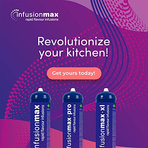 InfusionMax Whipped Cream Chargers - Pure Culinary Gas Whipped Cream Cylinder - 0.95 Liter (580 gram) Compatible with Standard Cream Whippers - 1 Carton (6 cylinders)