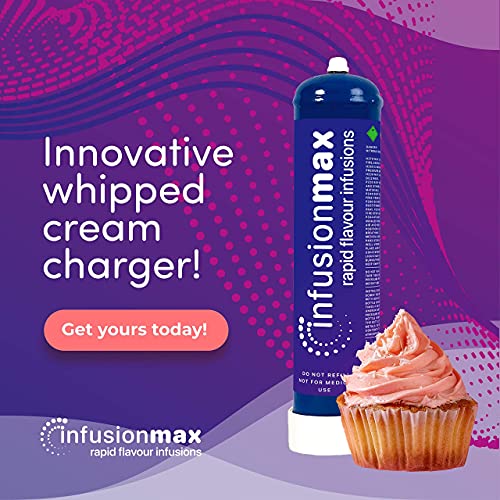 InfusionMax Whipped Cream Chargers - Pure Culinary Gas Whipped Cream Cylinder - 0.95 Liter (580 gram) Compatible with Standard Cream Whippers - 1 Carton (6 cylinders)