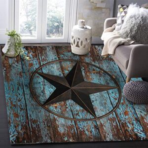 Large Area Rugs 2' x 3' Throw Carpet Floor Cover Nursery Rugs For Children/Kids, Western Tes Star Wooden Rustic Distress Country Board Modern Kitchen Mat Runner Rugs For Living Room/Bedroom