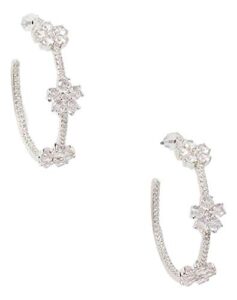 kate spade gleaming gardenia flower hoops in silver