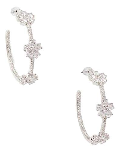 Kate Spade Gleaming Gardenia Flower Hoops in Silver