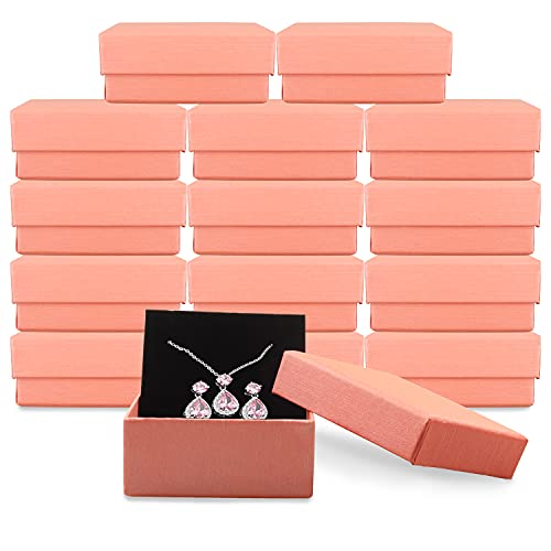 Jewelry Gift Boxes Necklace Earring Ring Box Gift Box,15 Pieces Square Cardboard Jewelry Gift Boxes,Cotton Filled Cardboard Paper Jewelry Box Gift Case (3.25x3.25x1.37 Inches) (Pink)