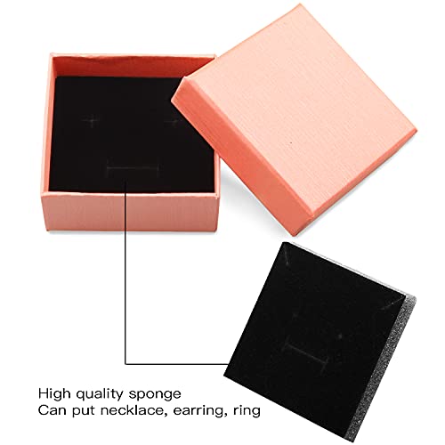 Jewelry Gift Boxes Necklace Earring Ring Box Gift Box,15 Pieces Square Cardboard Jewelry Gift Boxes,Cotton Filled Cardboard Paper Jewelry Box Gift Case (3.25x3.25x1.37 Inches) (Pink)