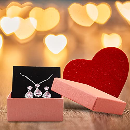 Jewelry Gift Boxes Necklace Earring Ring Box Gift Box,15 Pieces Square Cardboard Jewelry Gift Boxes,Cotton Filled Cardboard Paper Jewelry Box Gift Case (3.25x3.25x1.37 Inches) (Pink)