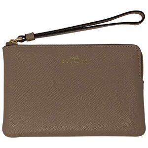 Coach Crossgrain Leather Corner Zip Wristlet (Taupe)