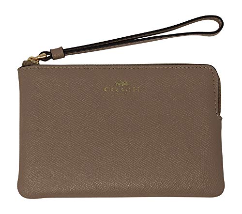 Coach Crossgrain Leather Corner Zip Wristlet (Taupe)