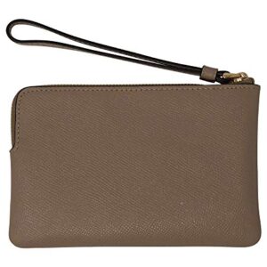 Coach Crossgrain Leather Corner Zip Wristlet (Taupe)