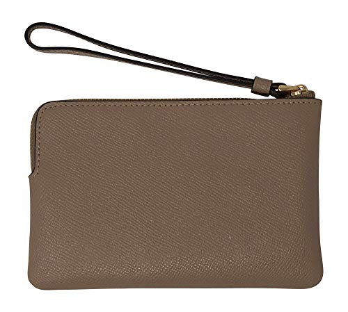 Coach Crossgrain Leather Corner Zip Wristlet (Taupe)