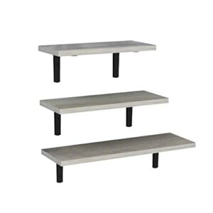 lhzlang floating shelves home living room bathroom kitchen decor rustic wall mounted storage shelf rack set of 3 (grey)