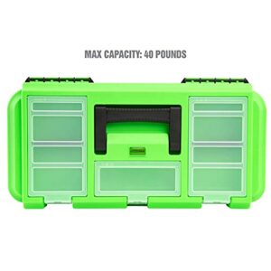 OEMTOOLS 22160 19" Tool Box with Removable Tool Tray, Security Slot for Padlocks, Easy Access Tool Box Multiple Compartments Lid, Max. Weight 40 Lb.