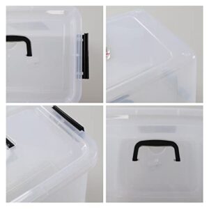 Vababa 10 L Clear Plastic Latch Storage Box with Handle, 4-Pack Storage Bin