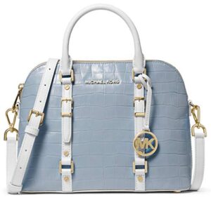 michael michael kors bedford legacy medium dome satchel pale blue multi one size