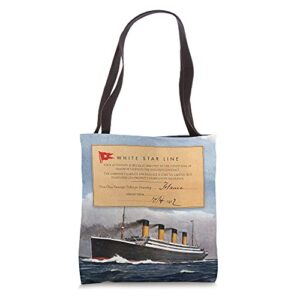 Titanic Ticket and Ship Sailing Tote Bag