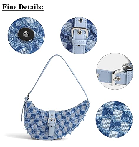 FONETTOS Y2K Saddle Hobo Bag, Women Shoulder Purse Moon Bag Handbag Fashion for Girls