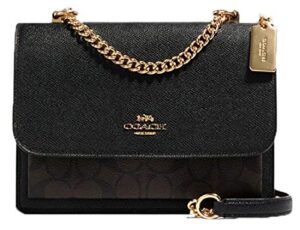 coach women’s klare crossbody shoulder handbag in crossgrain leather & signature coated canvas (brown/black/gold)