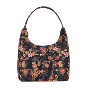 signare tapestry hobo shoulder bag slough purse for women with ume sakura japanese style