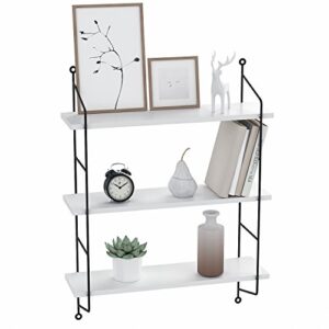 Aceshin 3-Tier Industrial Floating Shelves Wall Mounted,Decorative Wall Shelf Hanging Storage Display Rack for Room/Kitchen/Office/Bathroom (Black)