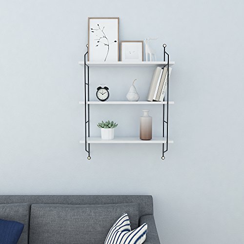 Aceshin 3-Tier Industrial Floating Shelves Wall Mounted,Decorative Wall Shelf Hanging Storage Display Rack for Room/Kitchen/Office/Bathroom (Black)