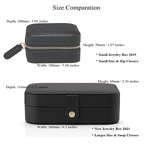 Vlando Faux Leather Travel Jewelry Box Organizer Display Storage Case for Rings Earrings Necklaces, Black